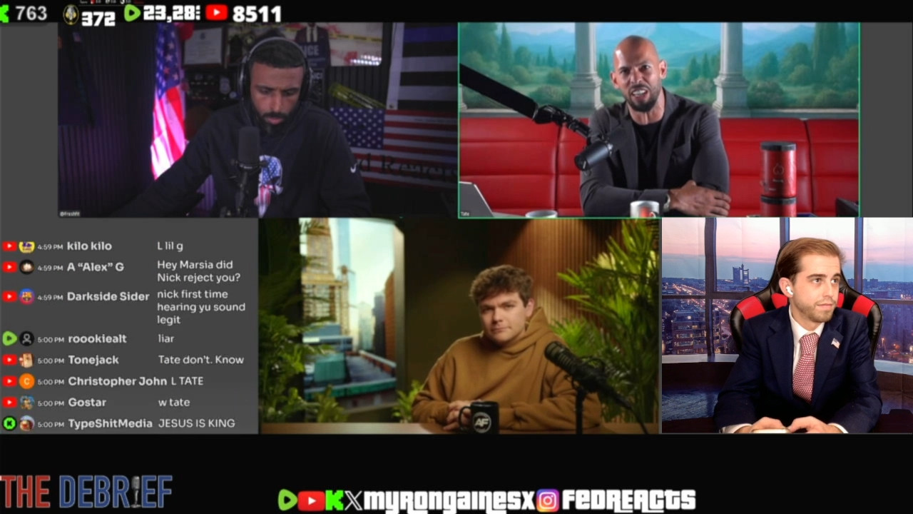 Nick Fuentes x Andrew Tate x Myron Gaines Debate/ My Mic broke this ...