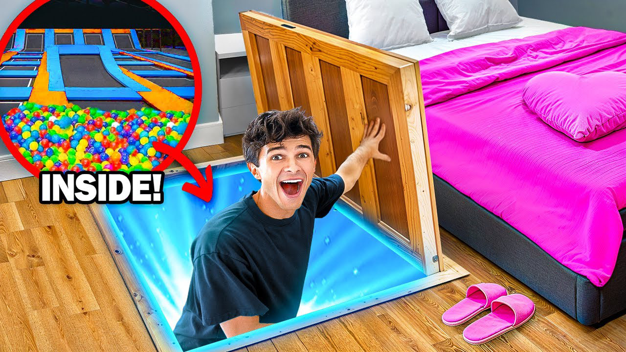 I Built a SECRET Trampoline Park in my Sister's Room! - Brent Rivera ...