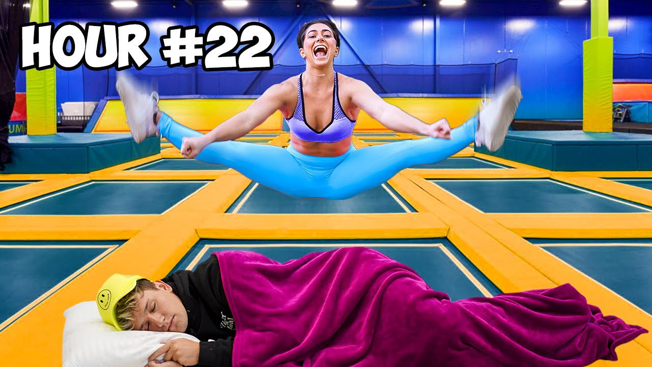 24 HOUR OVERNIGHT CHALLENGE IN TRAMPOLINE PARK! - BrittHertz | Podcast ...